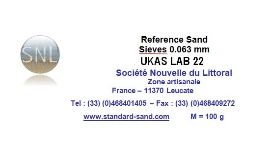 Standard Sand | Reference sand for calibration UKAS 22 - Standard Sand